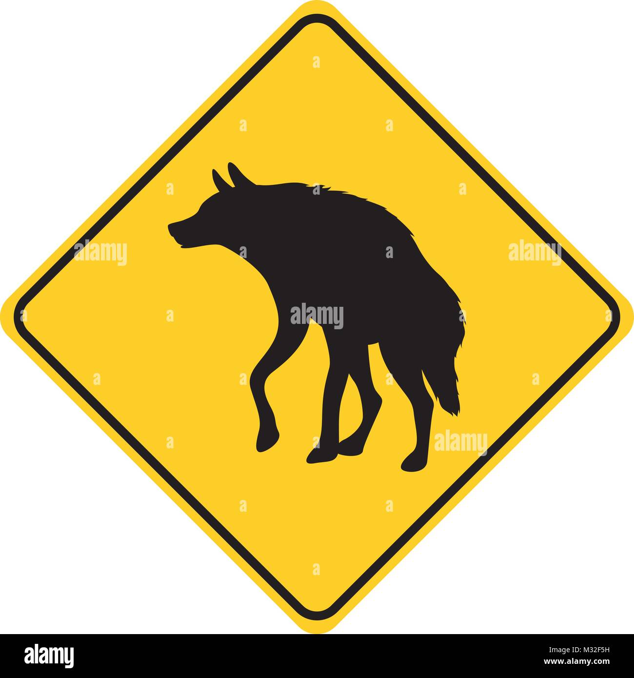 hyena silhouette animal traffic sign yellow vector illustration Stock ...