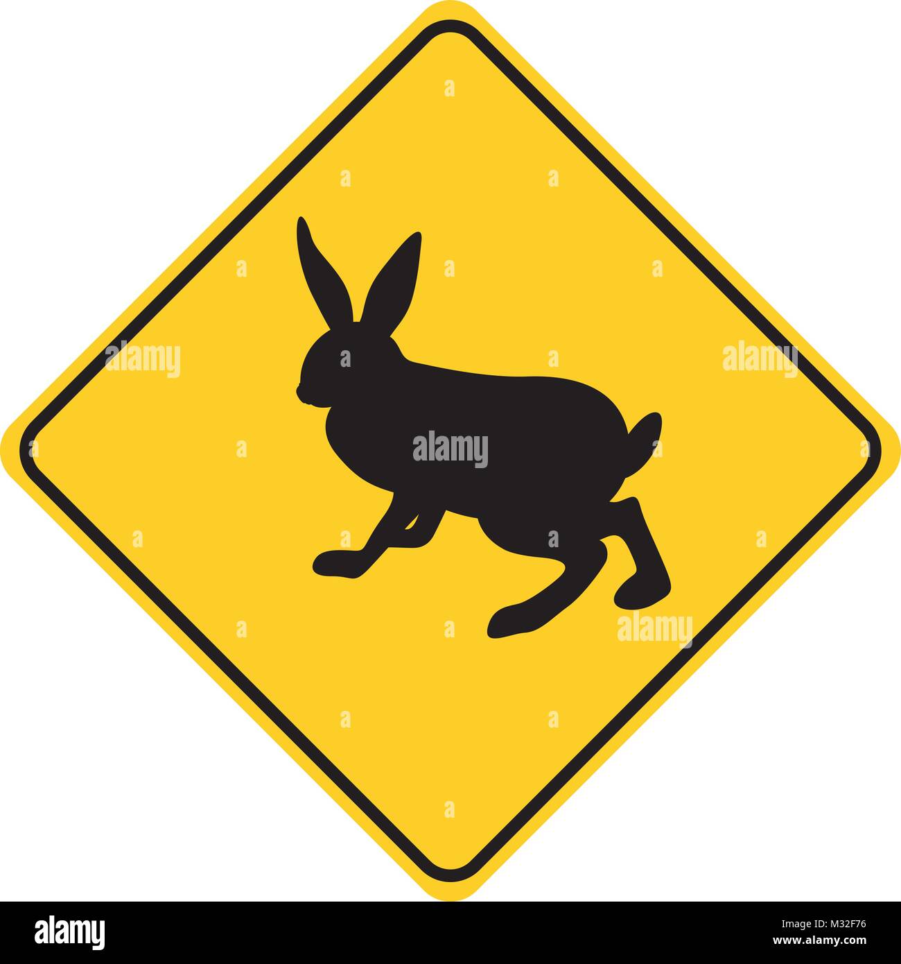 Rabbit warning road sign Stock Vector Images - Alamy