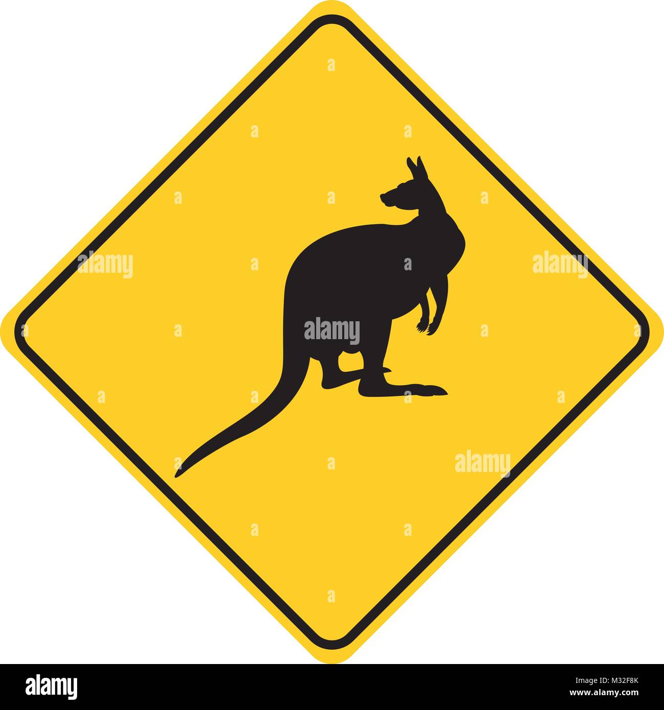 kangaroo silhouette animal traffic sign yellow vector illustration ...