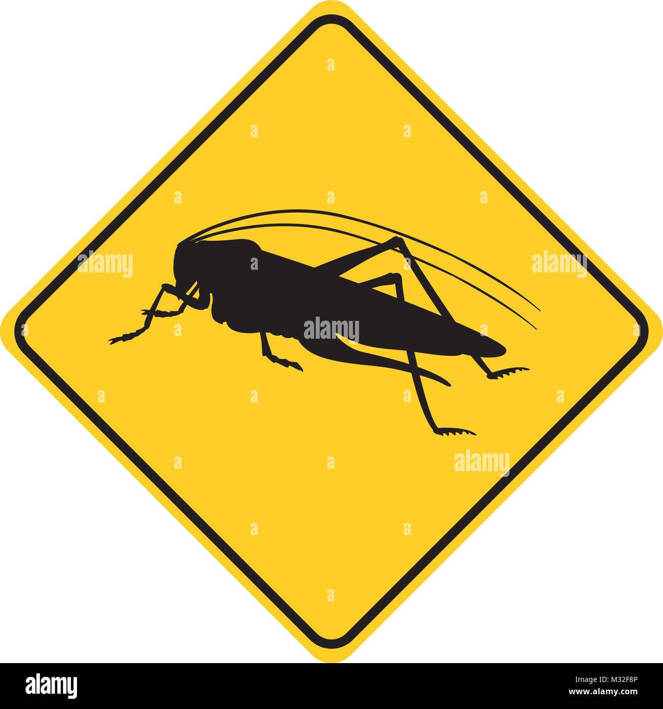 grasshopper silhouette animal traffic sign yellow vector Stock Vector ...