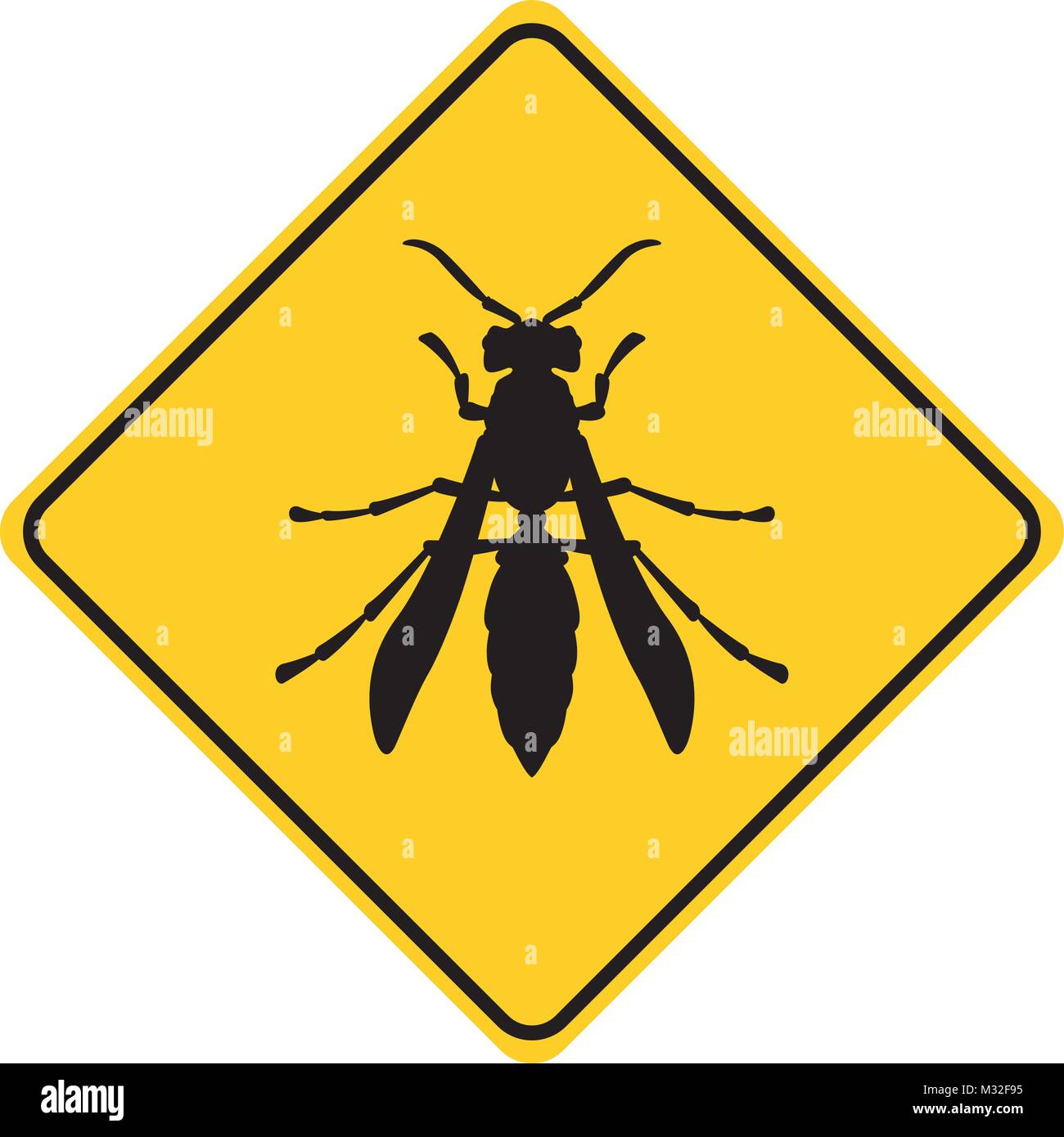 wasp silhouette animal traffic sign yellow vector Stock Vector Image ...