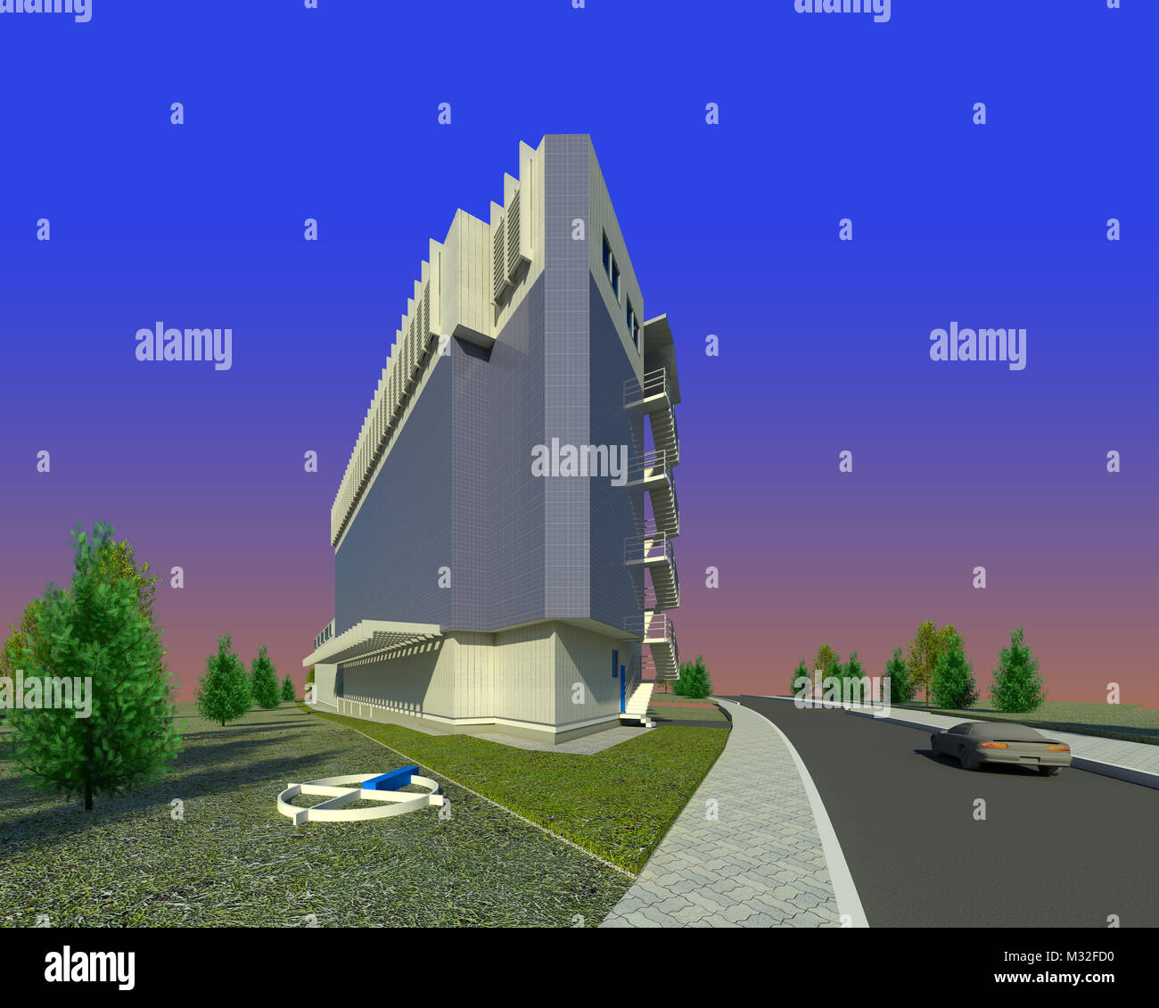 Architectural model of imaginary data center building with photovoltaic ...
