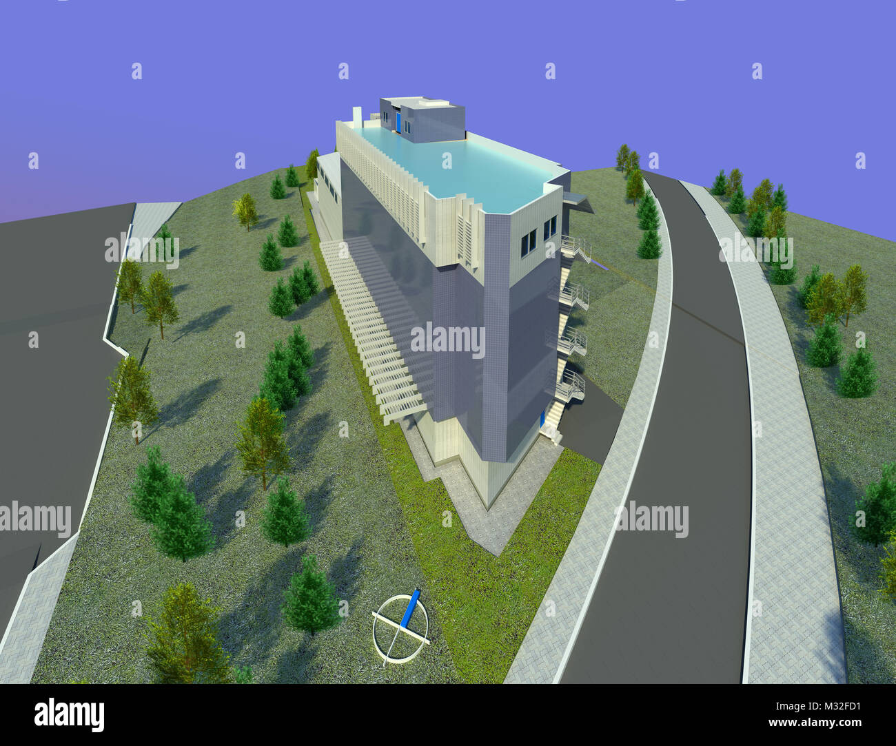 Imaginary data center building with photovoltaic facades 3D ...