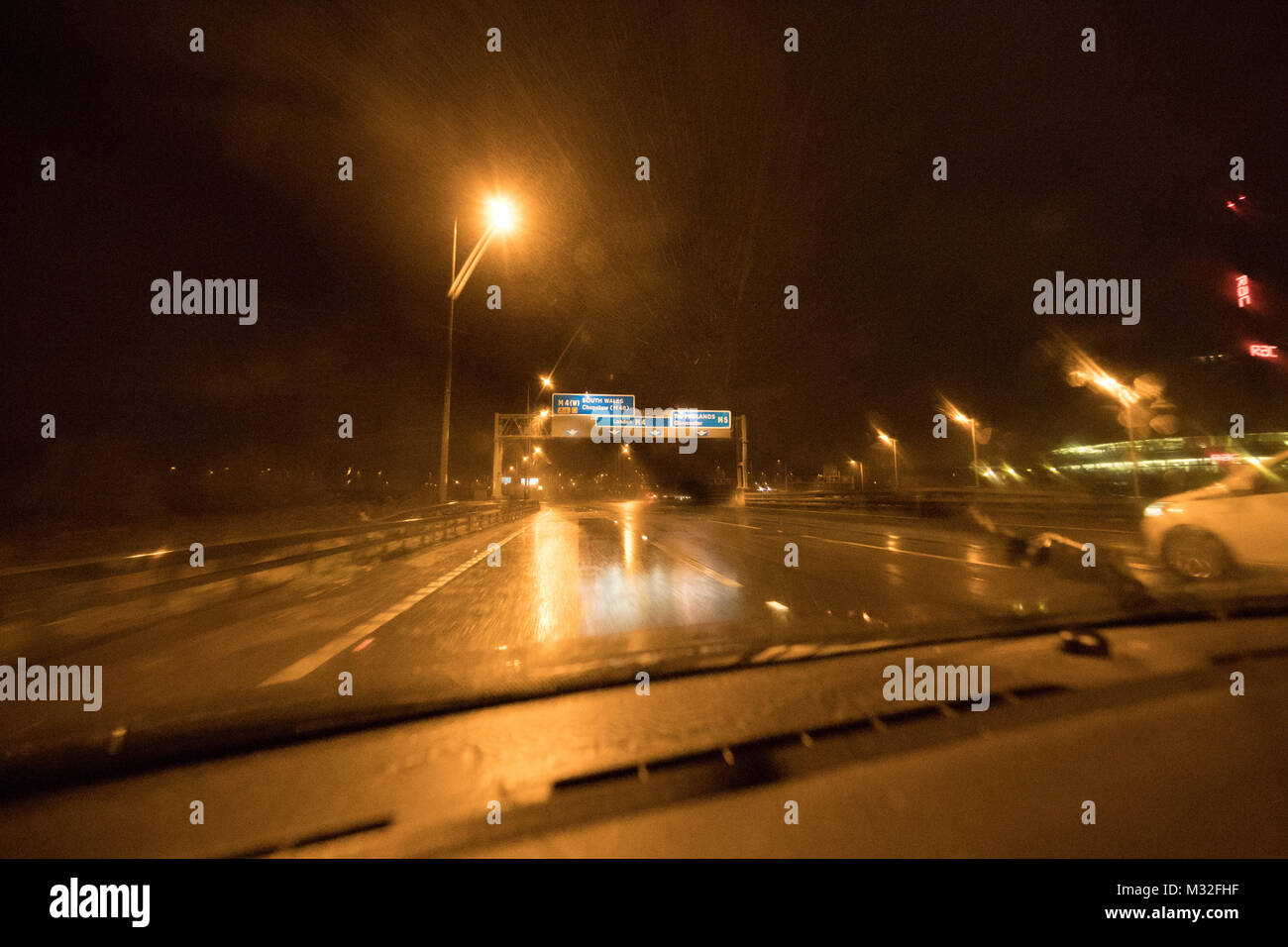 Driving home in the driving rain, M5/M48 UK south west in the rain ...