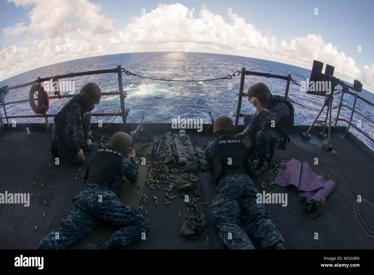 Sailors Conduct a Live-Fire Exercise Aboard the USS George Washington ...