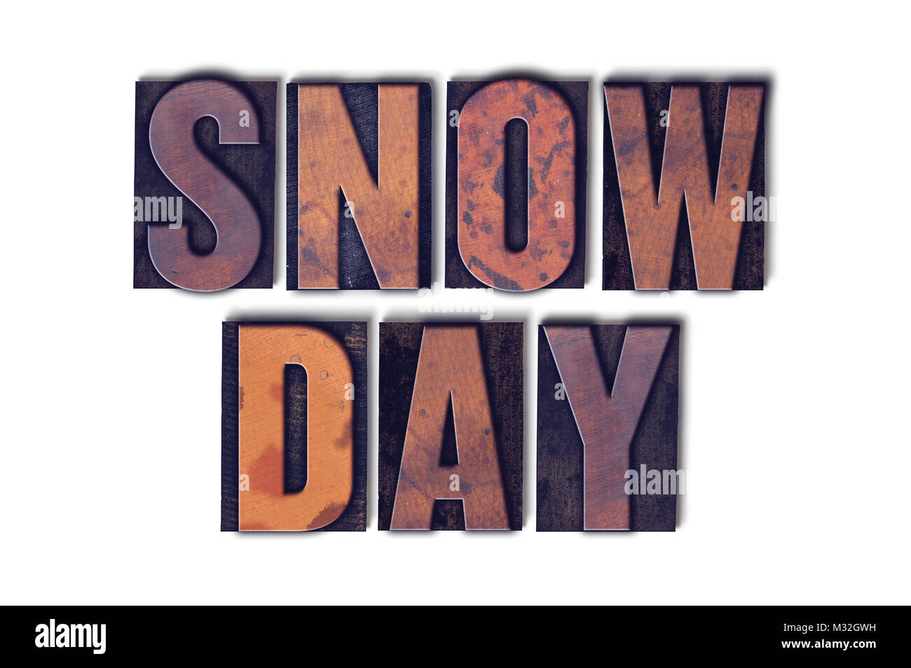 The words Snow Day concept and theme written in vintage wooden ...