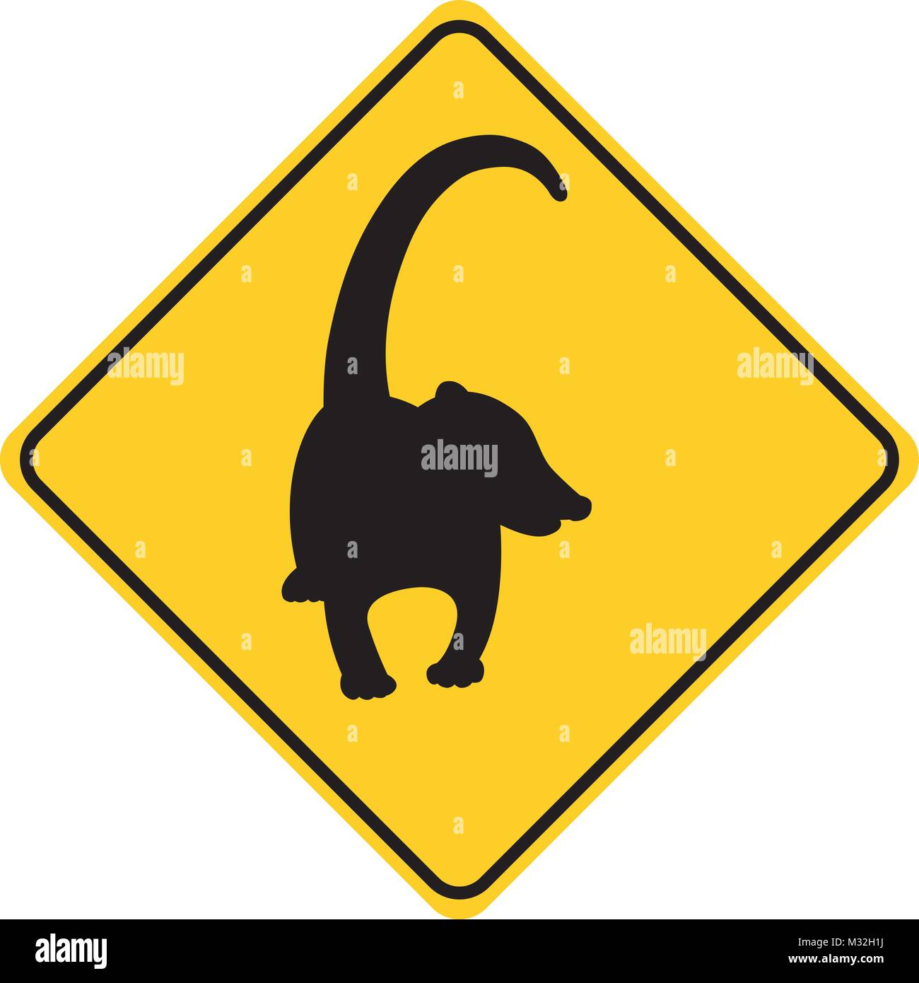 coatimundi silhouette animal traffic sign yellow vector Stock Vector ...