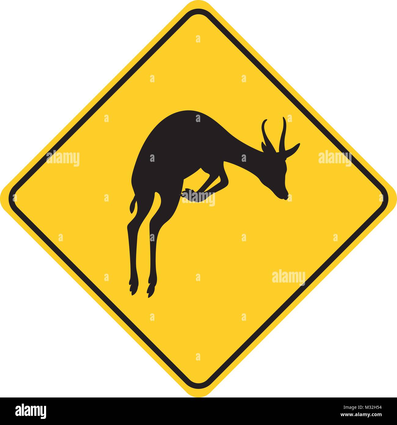 antelope silhouette animal traffic sign yellow vector Stock Vector ...