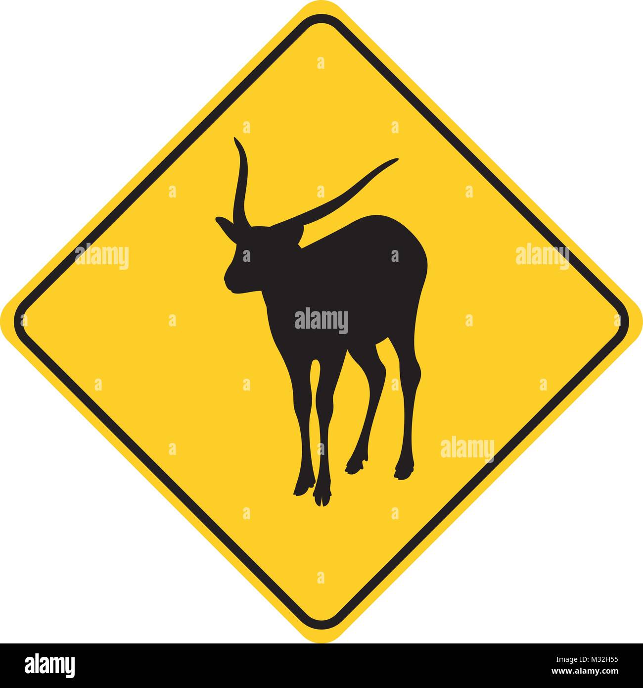 antelope silhouette animal traffic sign yellow vector Stock Vector ...