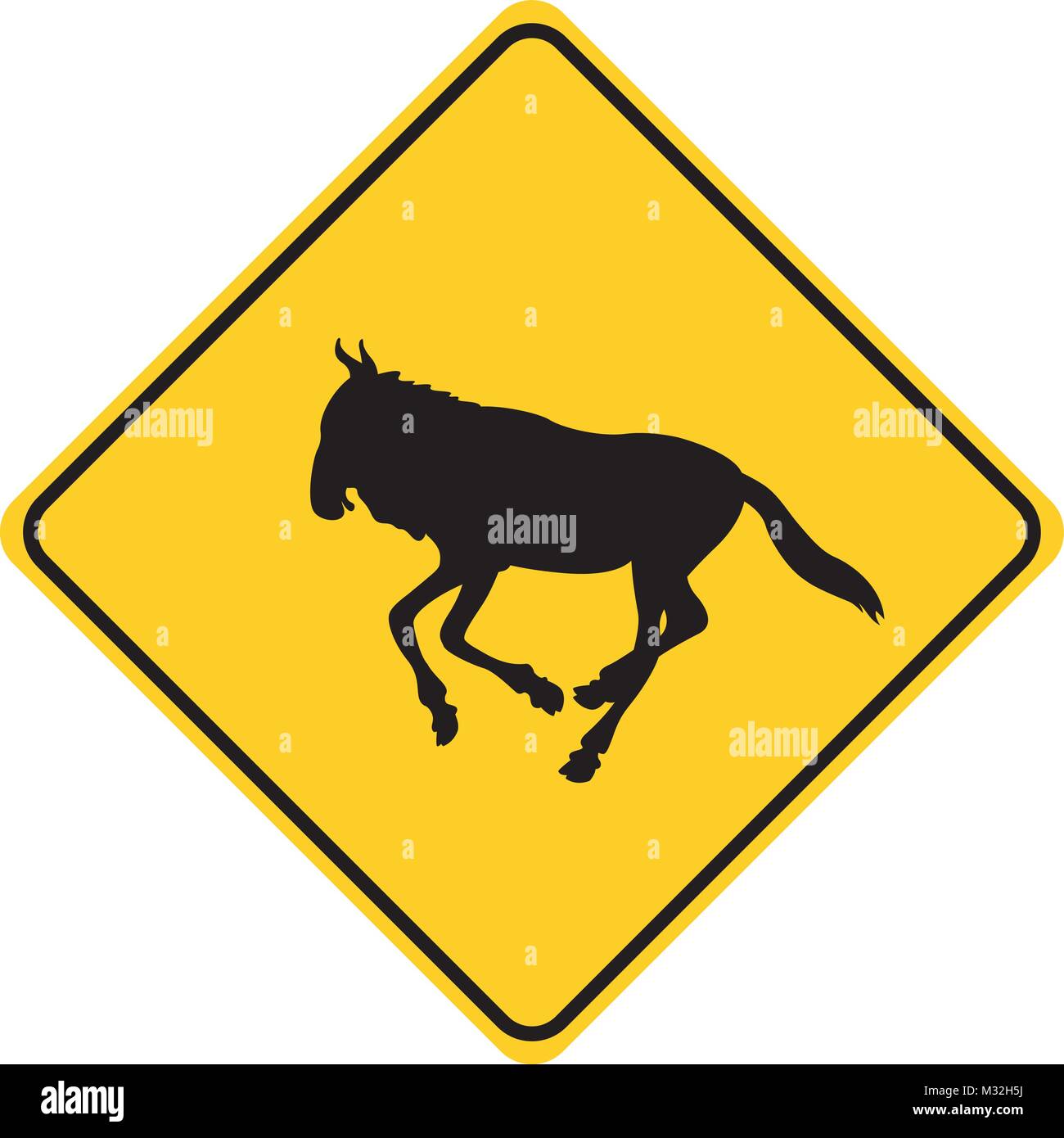 antelope silhouette animal traffic sign yellow vector Stock Vector ...