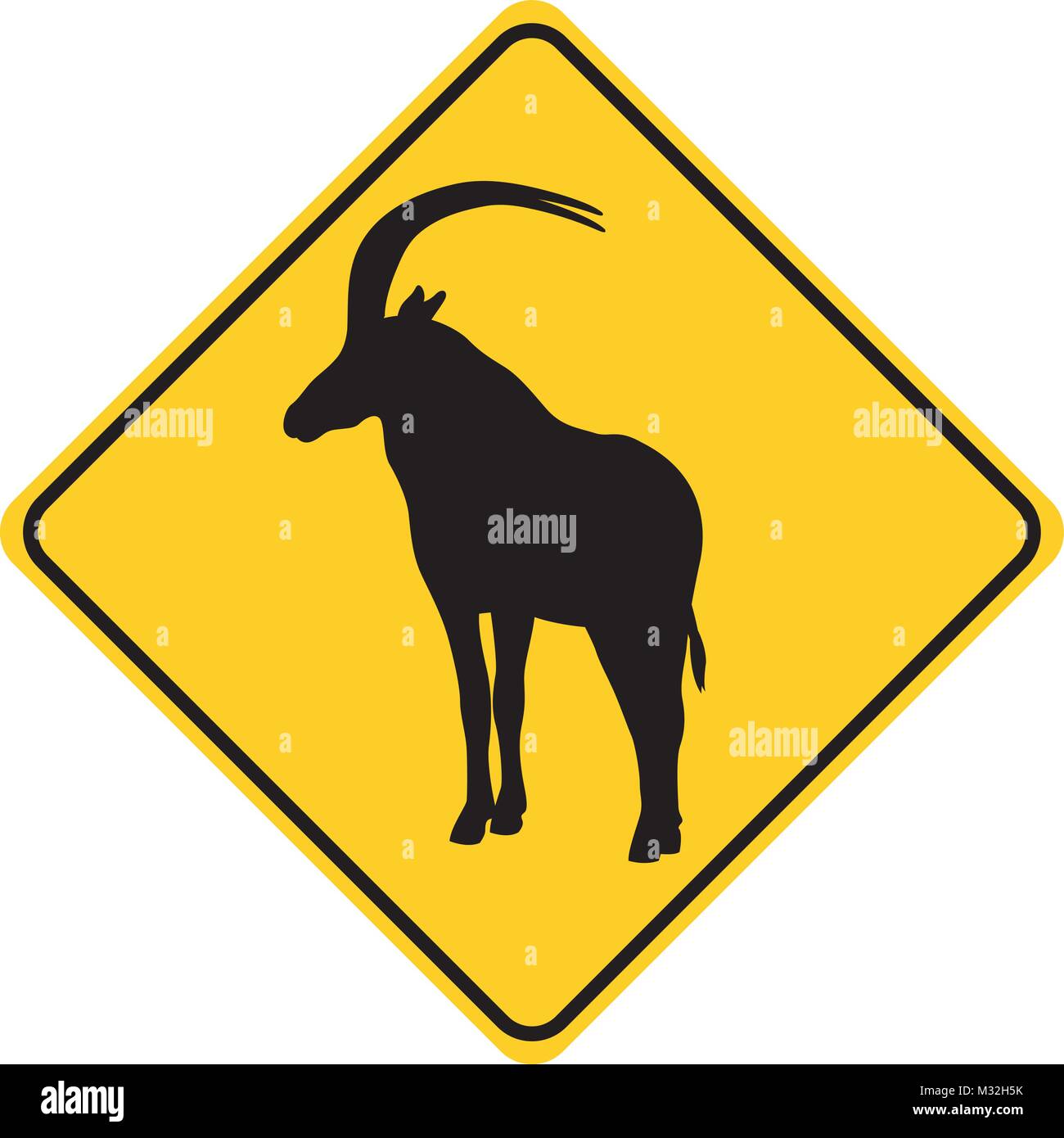 antelope silhouette animal traffic sign yellow vector Stock Vector ...
