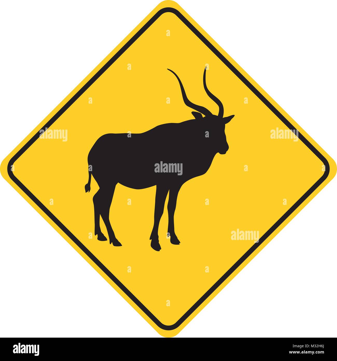 antelope silhouette animal traffic sign yellow vector Stock Vector ...