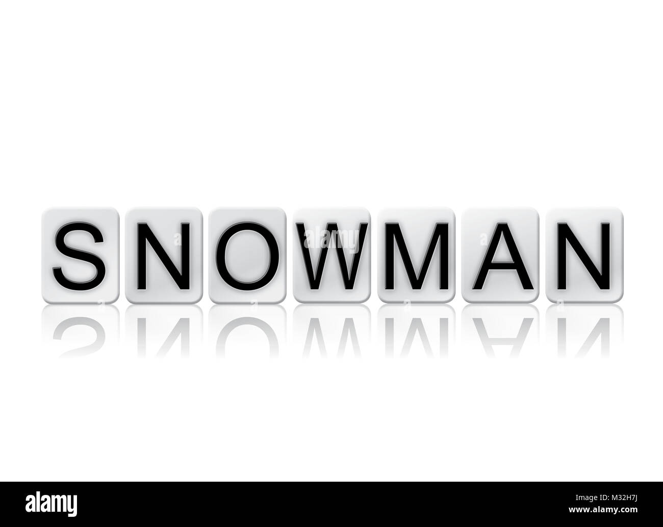 The word Snowman concept and theme written in white tiles and isolated ...