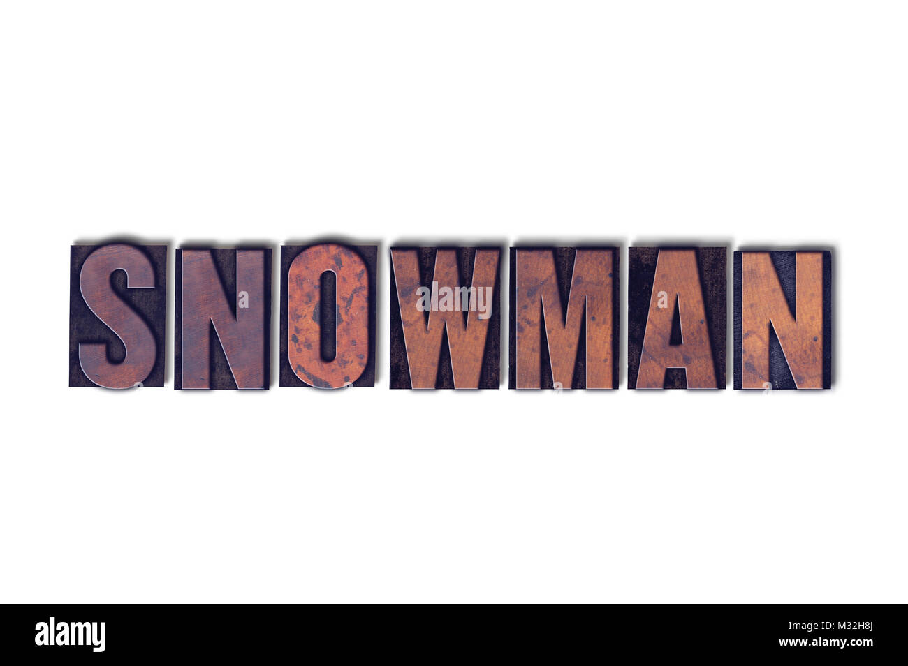 The word Snowman concept and theme written in vintage wooden ...