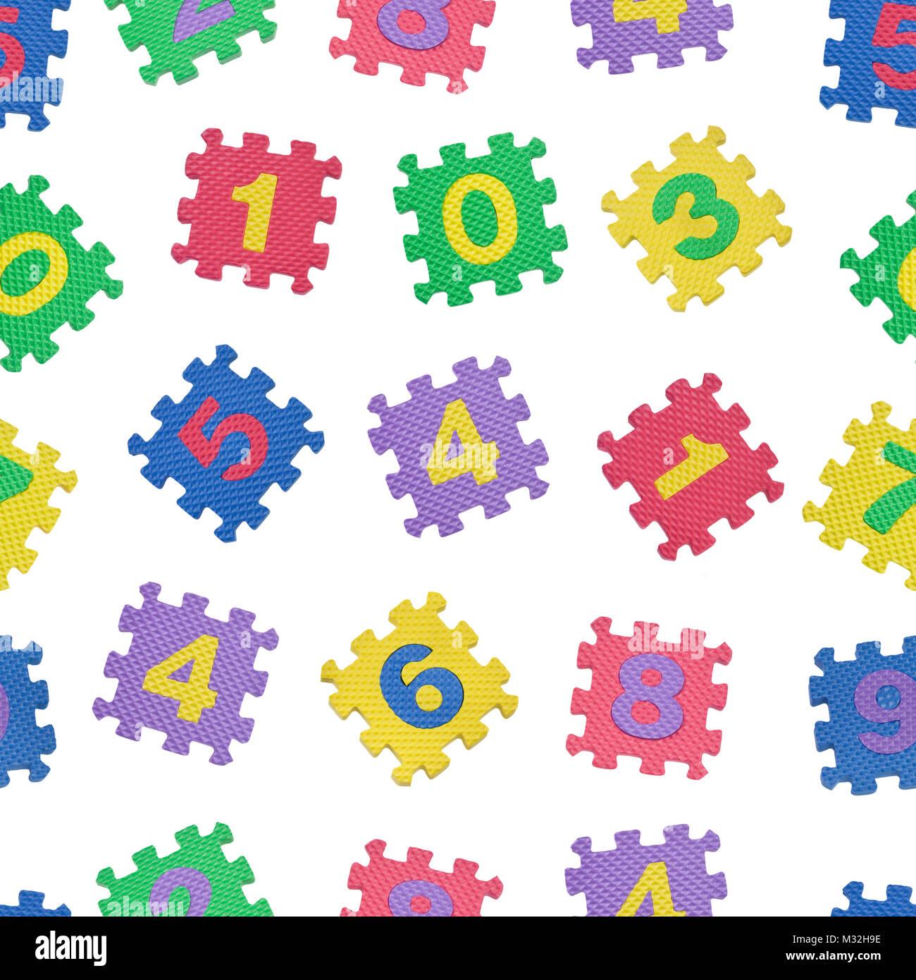 Seamless pattern of colorful number blocks isolated on white background ...