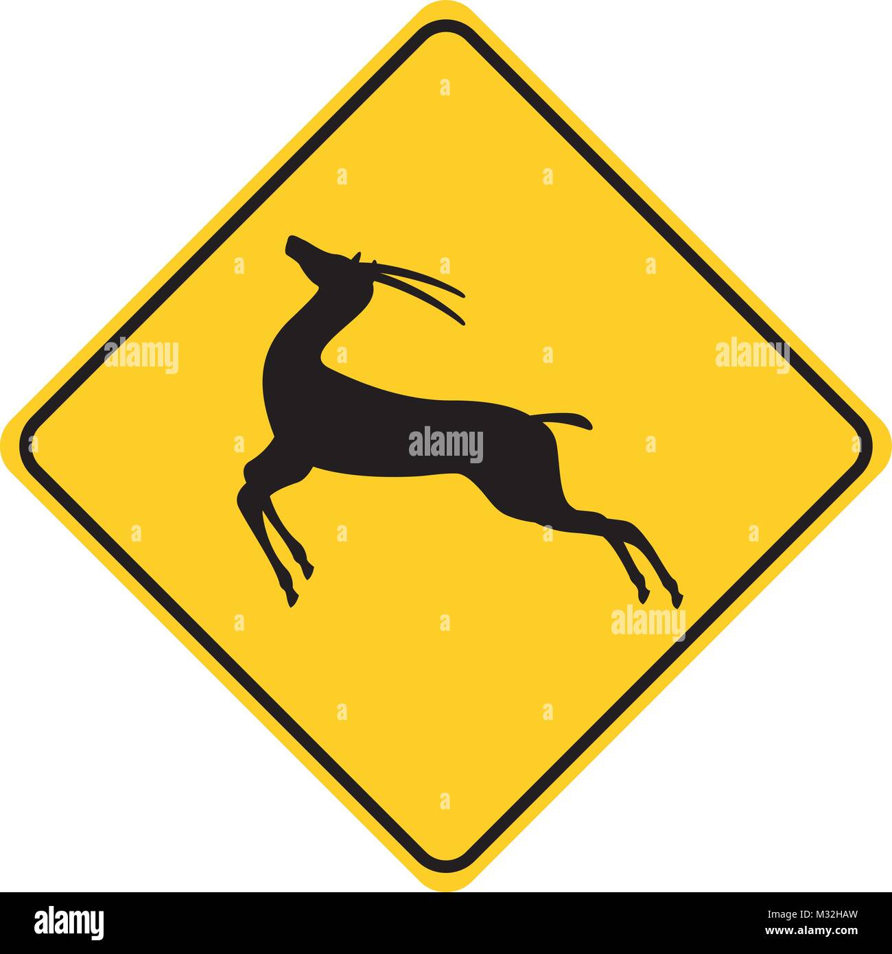 antelope silhouette animal traffic sign yellow vector Stock Vector ...