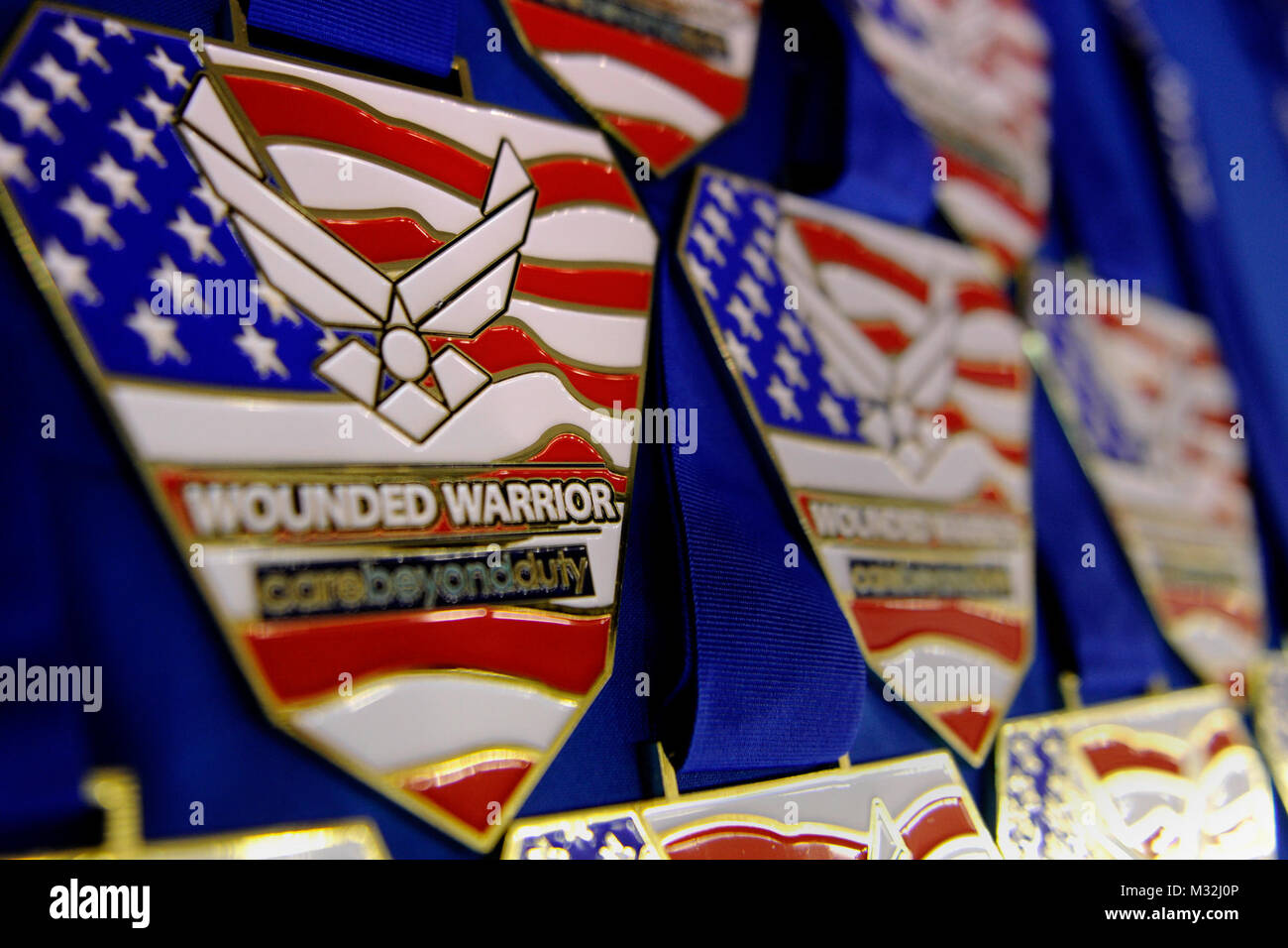 Gold medals are displayed during the 2016 Air Force Trials at ...