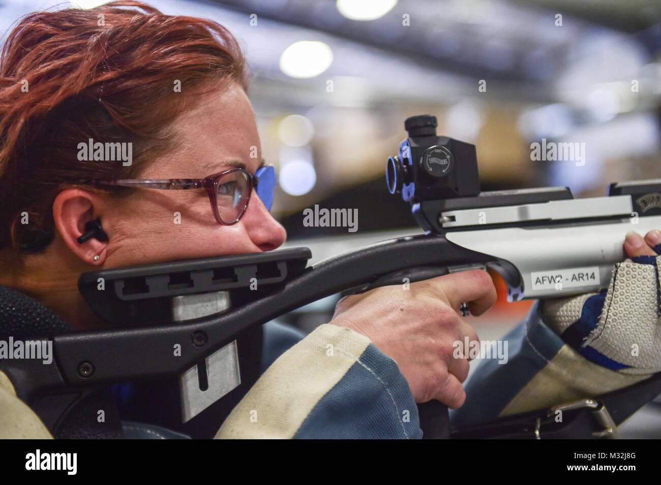 Mallory Dinkel shoots her air rifle during the 2016 Air Force Trials at ...