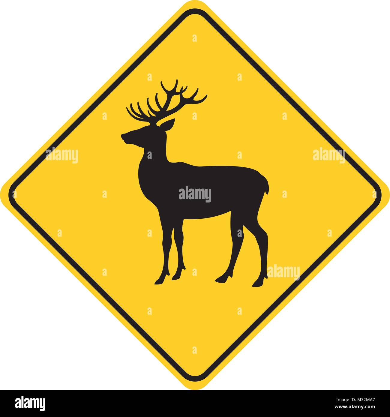 deer silhouette animal traffic sign yellow vector Stock Vector Image ...