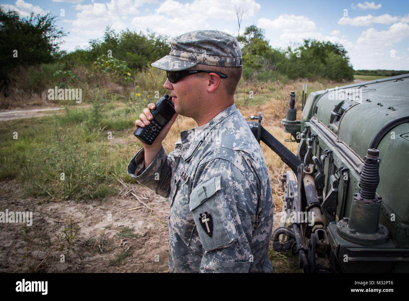 A soldier from the 36th Infantry Division, Texas Army National Guard ...