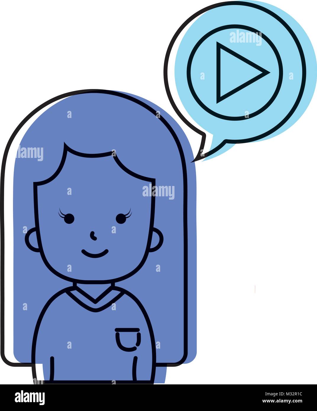 color woman with hairstyle and video inside chat bubble Stock Vector ...