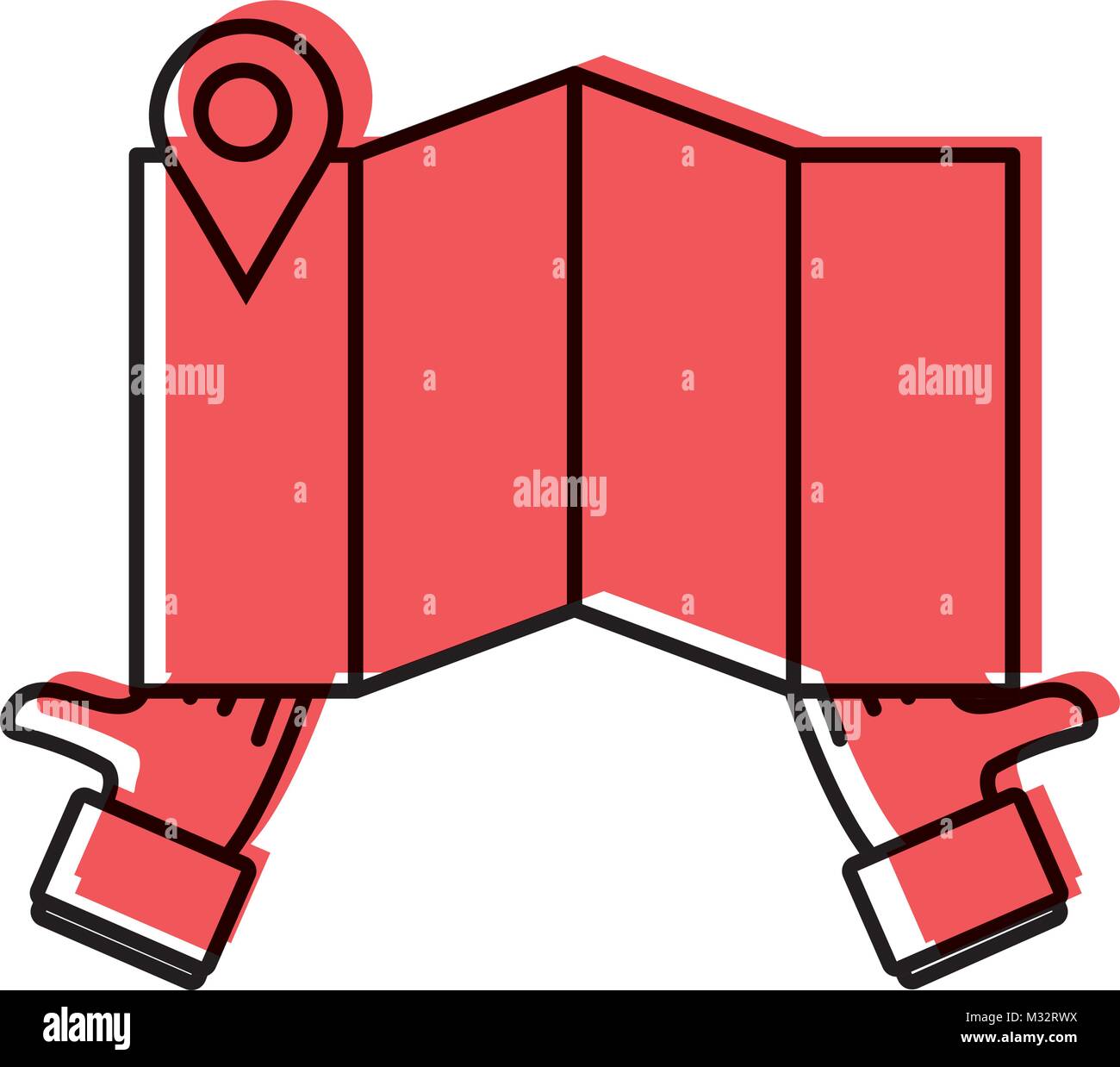 color man hands with abstract map and location symbol Stock Vector ...