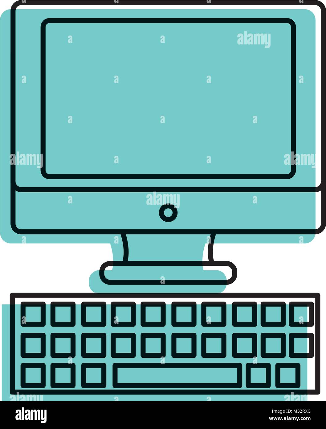 color screen computer with keyboard technology icon Stock Vector Image ...