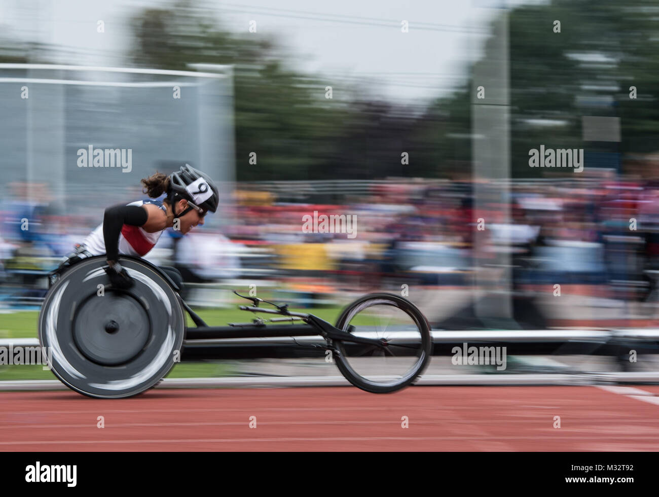 U.S. Army 1st Lt. Kelly Elmlinger competes in a wheelchair 100 meter ...