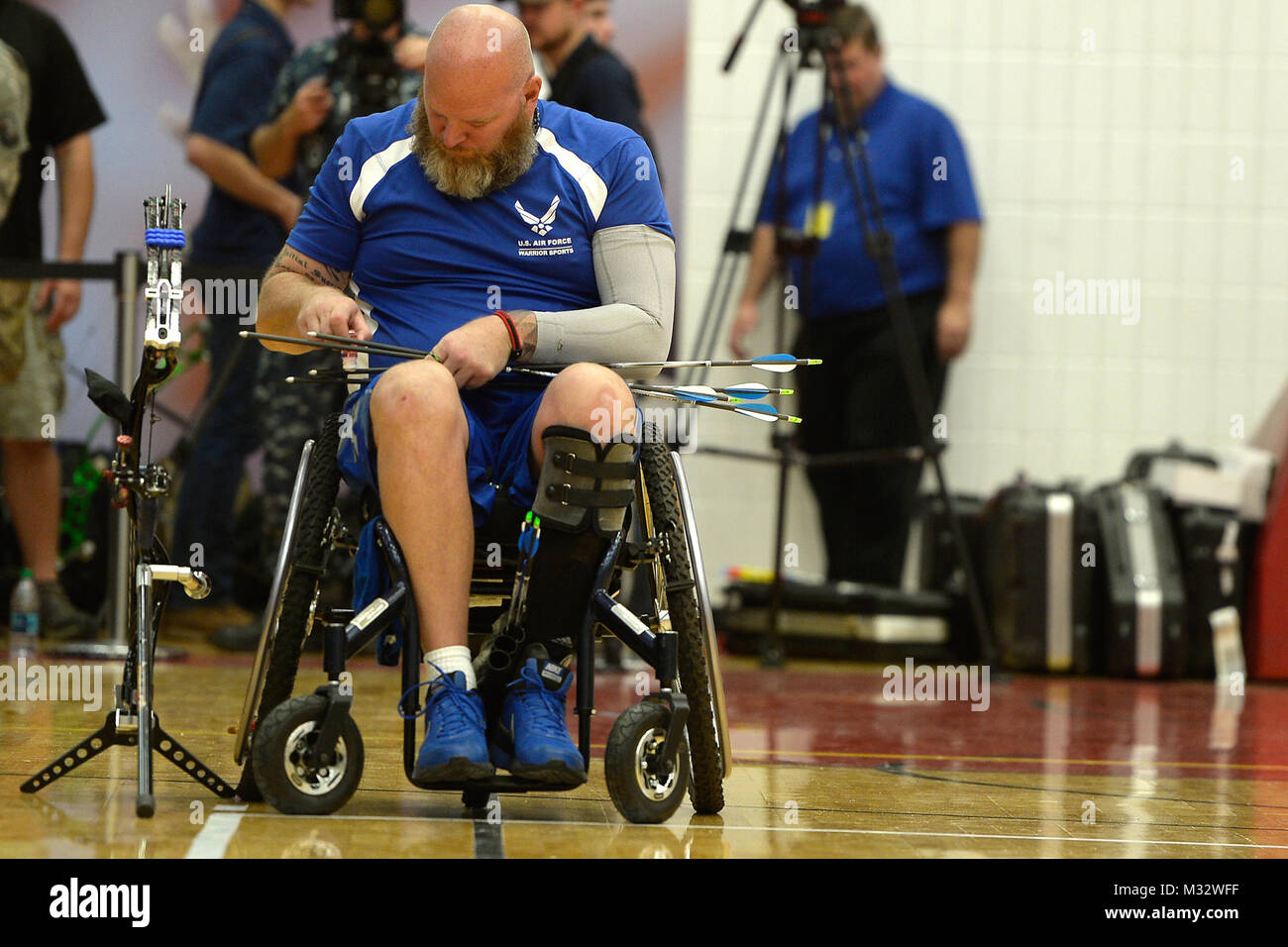 Air Force Athlete Keith Sekora competes in archery during the 2014 ...