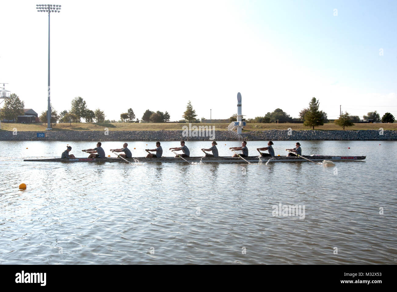 Members of the Oklahoma Army National Guard Rowing Team practice their ...