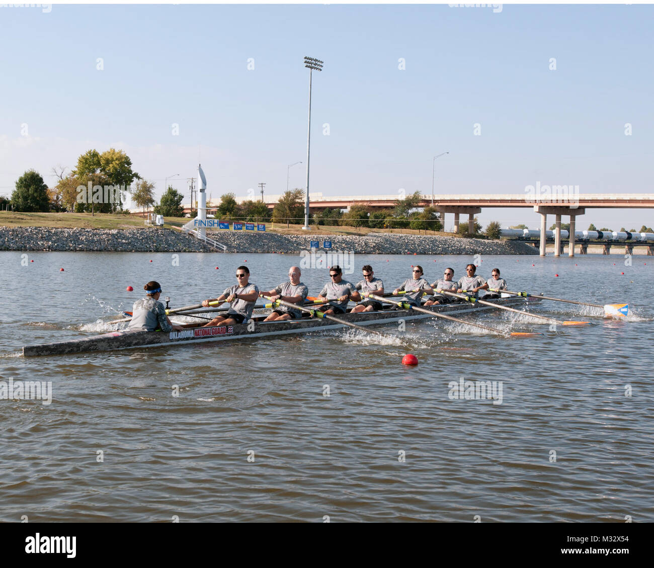 Members of the Oklahoma Army National Guard Rowing Team practice their ...