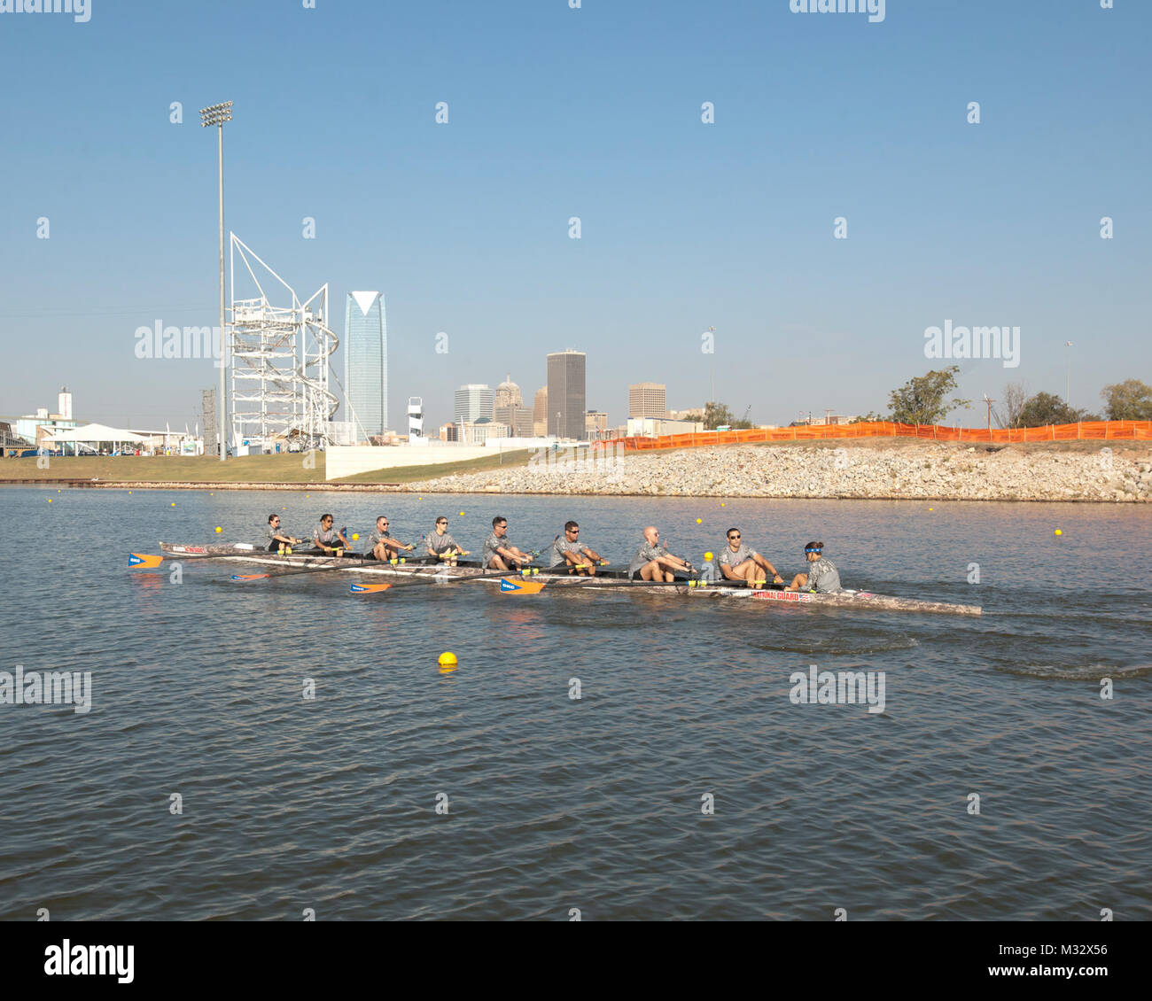Members of the Oklahoma Army National Guard Rowing Team practice their ...