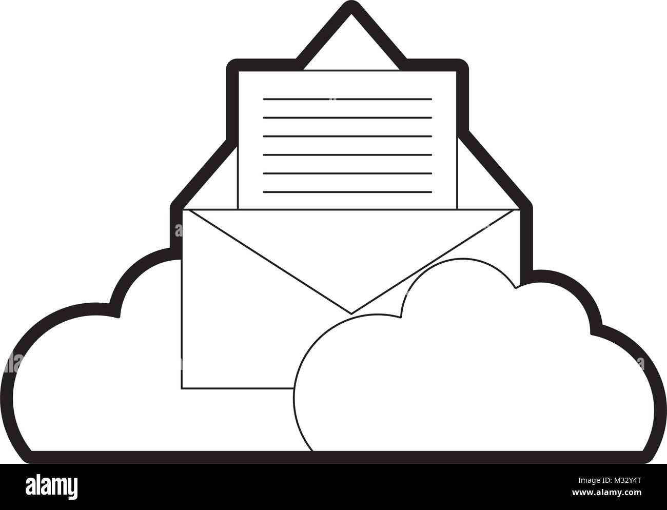 line e-mail letter with document information and clouds Stock Vector ...