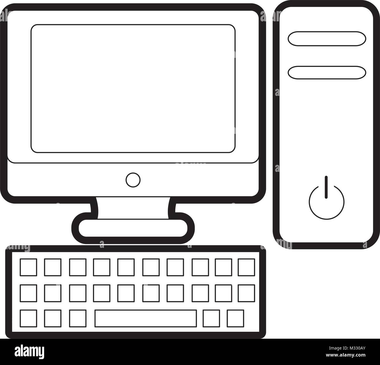line screen computer with cpu and keybooard technology Stock Vector ...