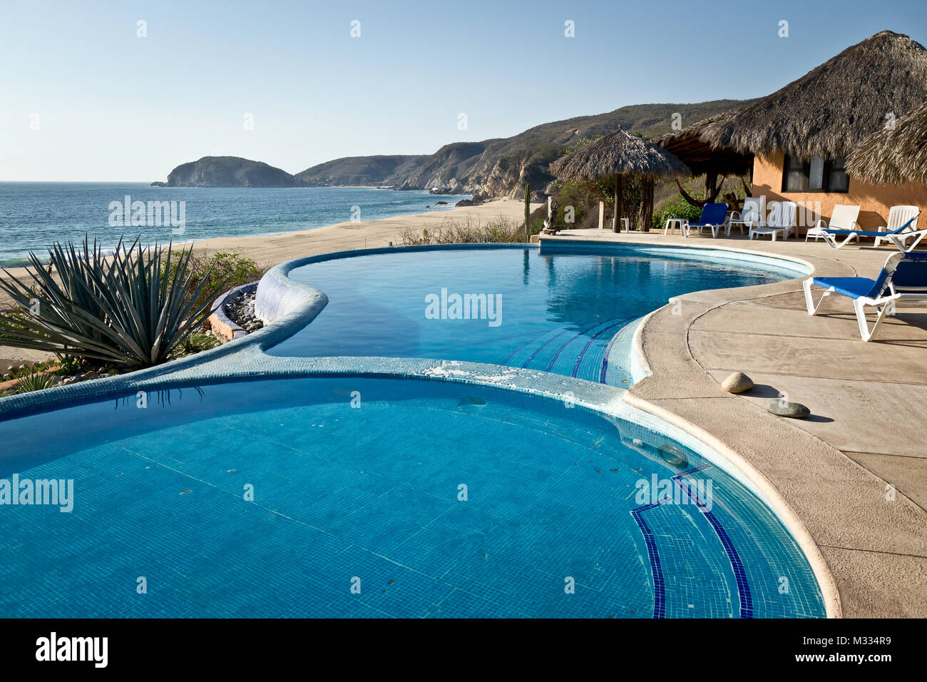 Swimming pool by the Pacific ocean, Mexico Stock Photo - Alamy