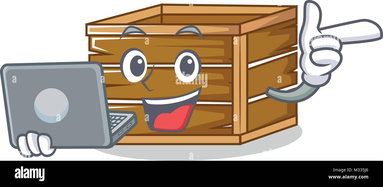 With laptop crate character cartoon style Stock Vector Image & Art - Alamy