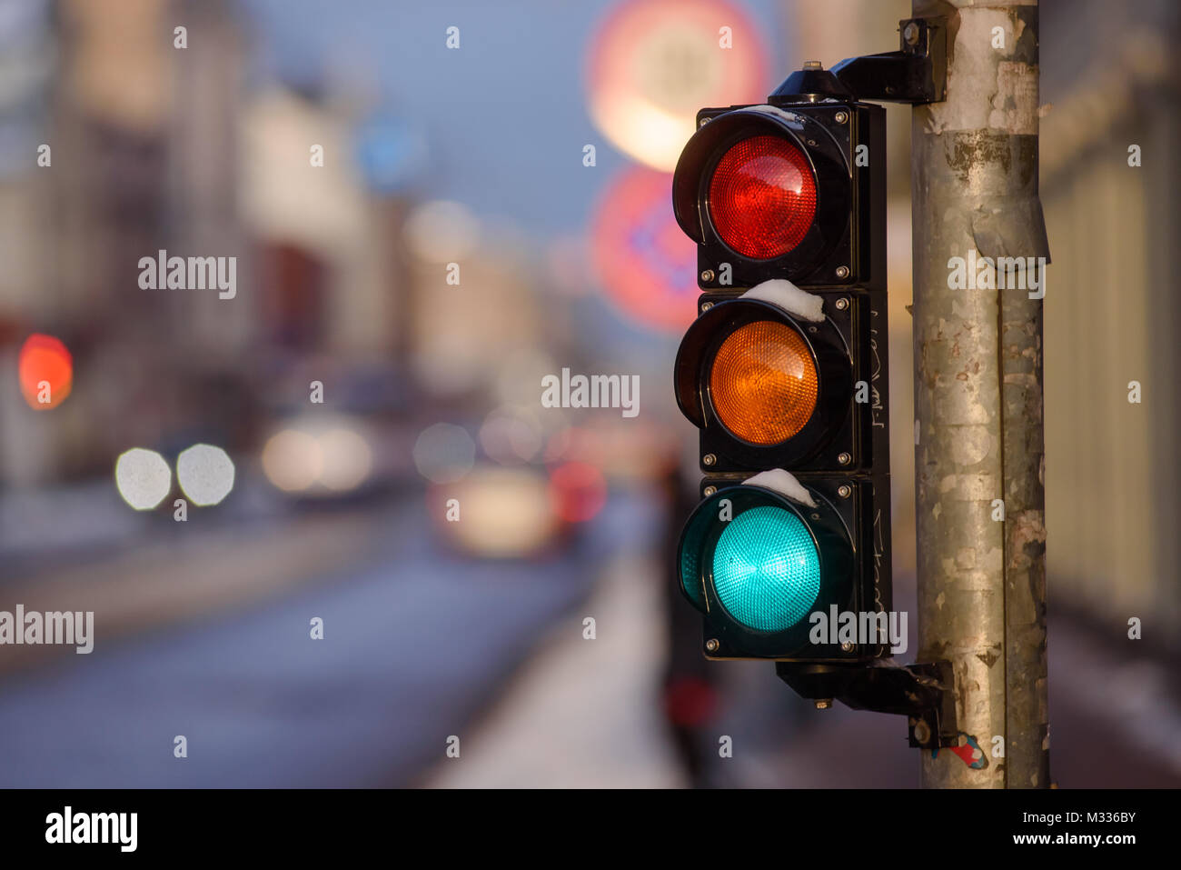 Tram traffic light showing green Stock Photo - Alamy