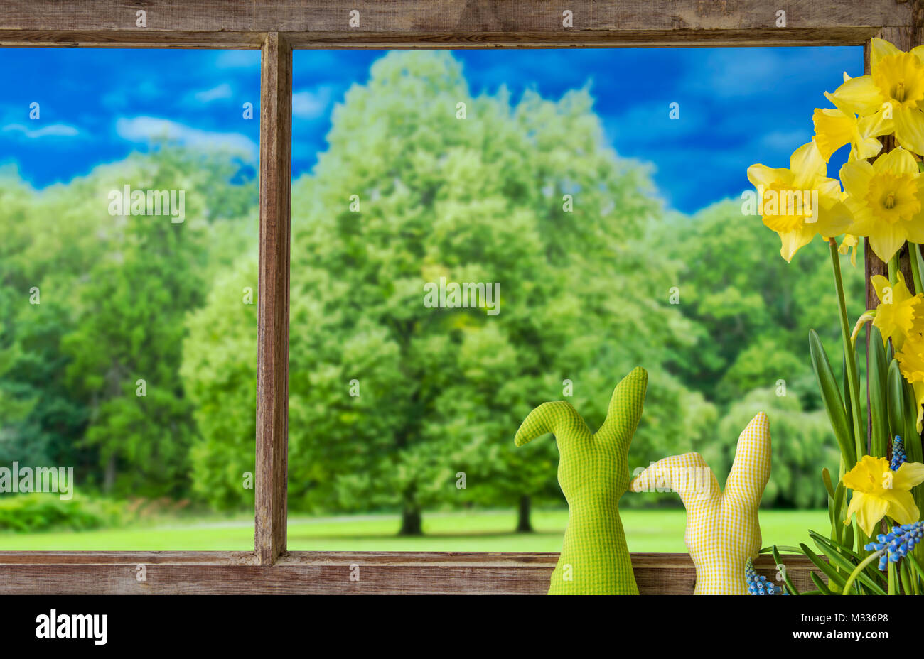 Window, Easter Bunny, Trees Stock Photo - Alamy