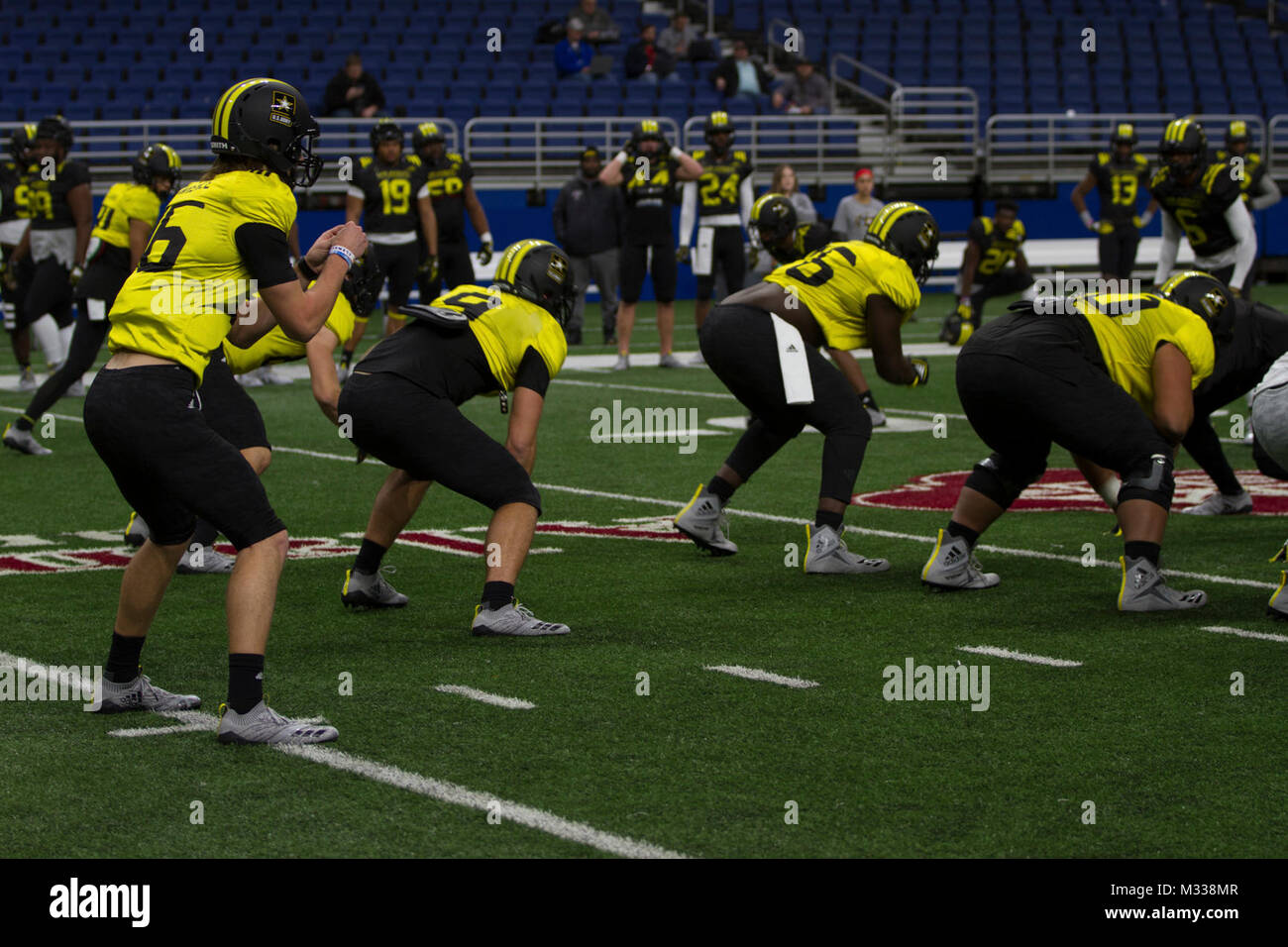 Players in the U.S. Army All-American Bowl practice in the Alamodome ...