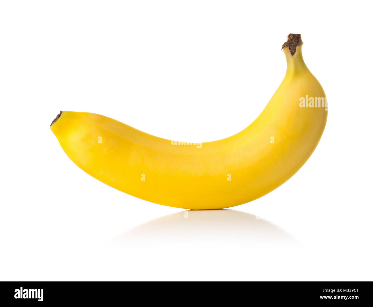 Single fresh, yellow, ripe banana over white background Stock Photo - Alamy