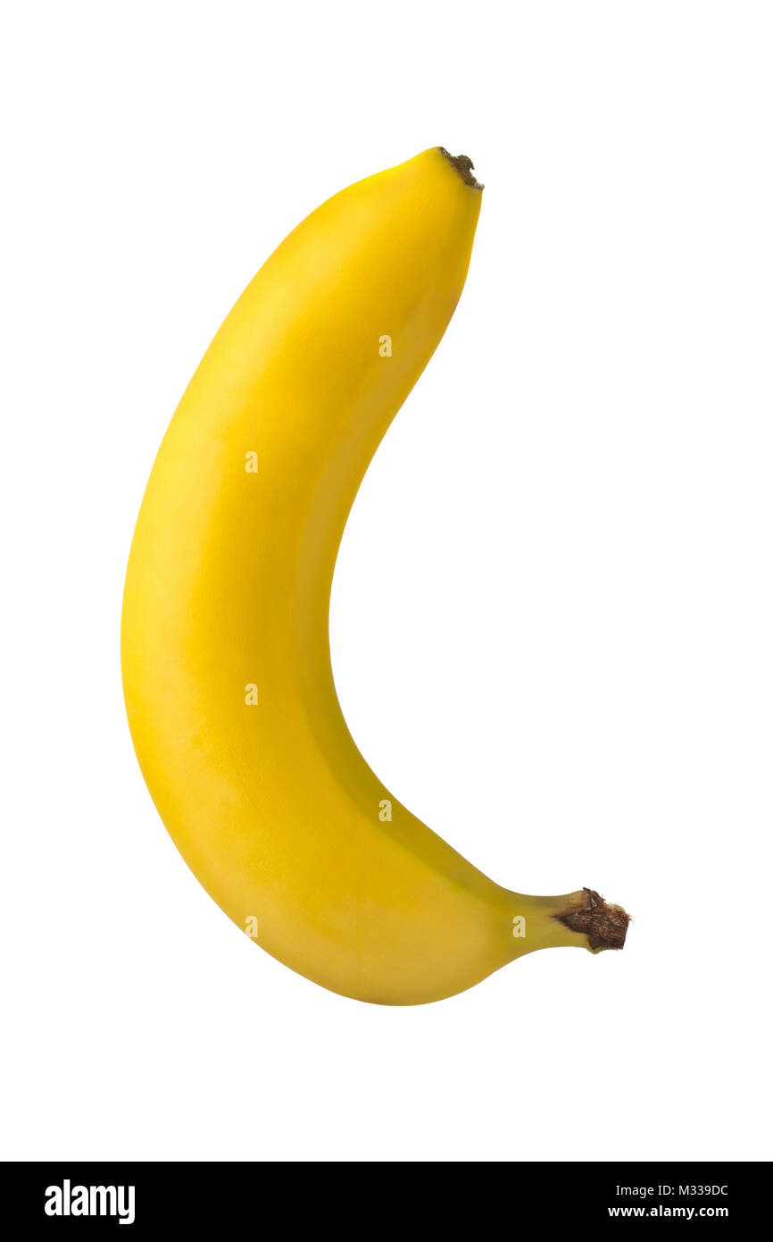 Single fresh, yellow, ripe banana over white background Stock Photo - Alamy