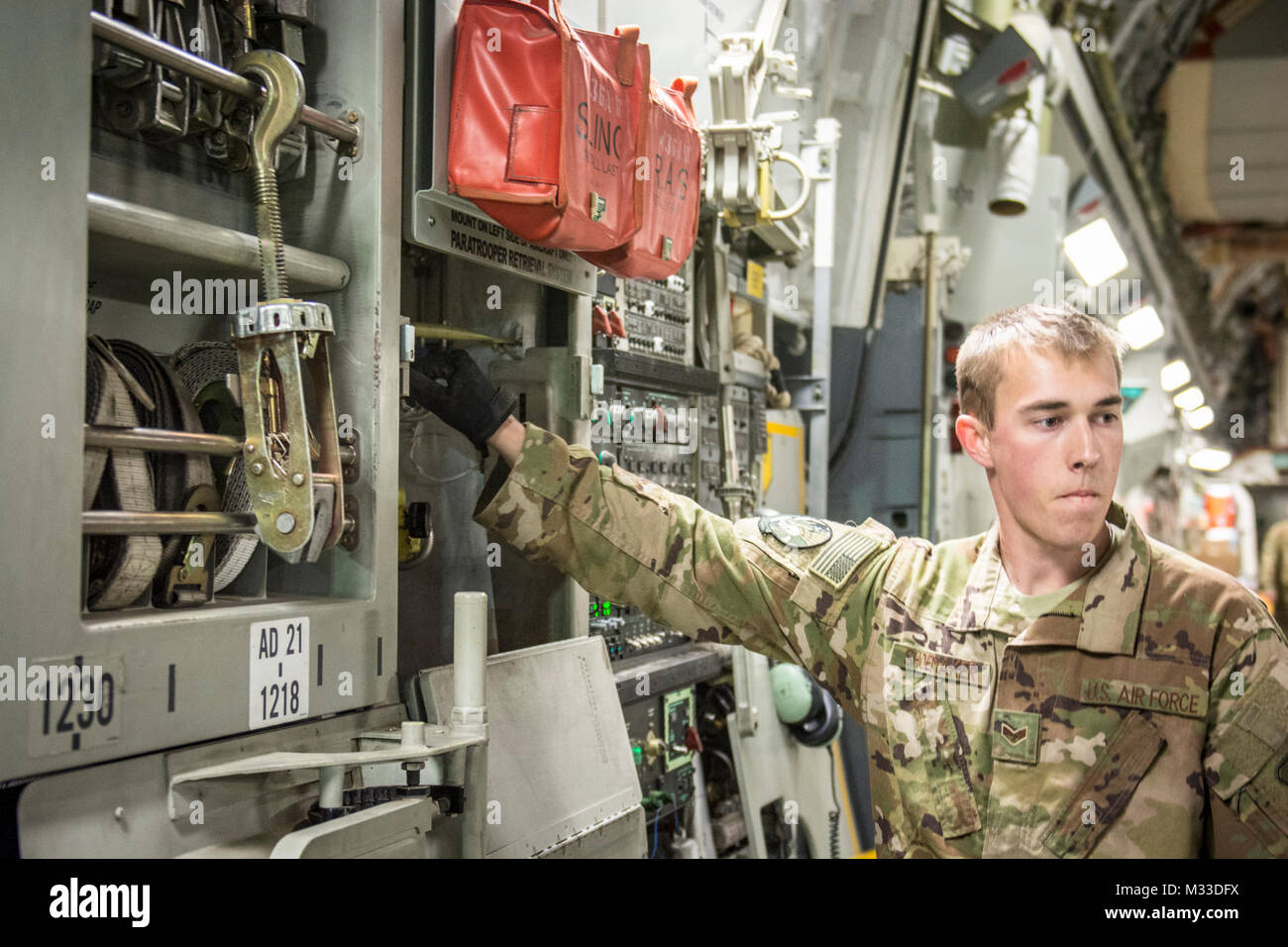 U.S. Air Force Senior Airman Connor Shoemaker, a loadmaster assigned to ...