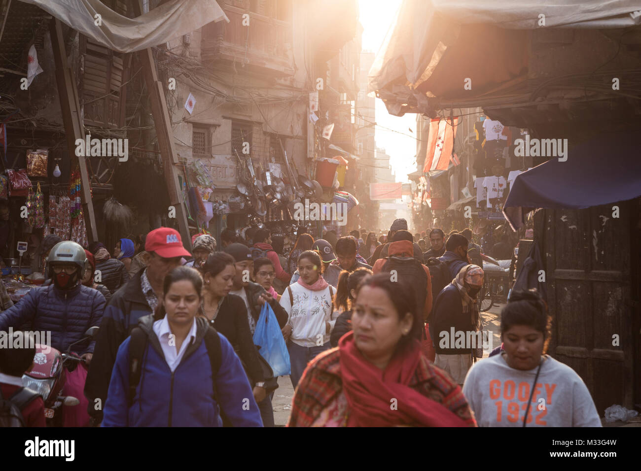 Kathmandu, Nepal - December 12017: People walking in the very crowded ...