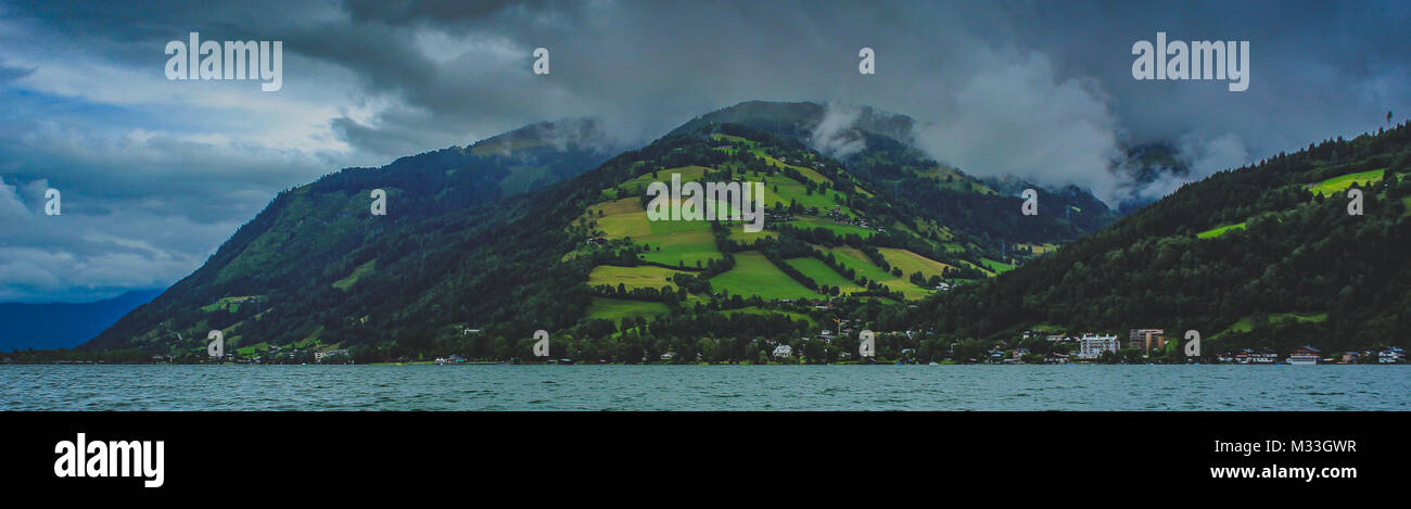 Beautiful panorama of Zell am See Lake, Austria, Europe on cloudy day Stock Photo - Alamy