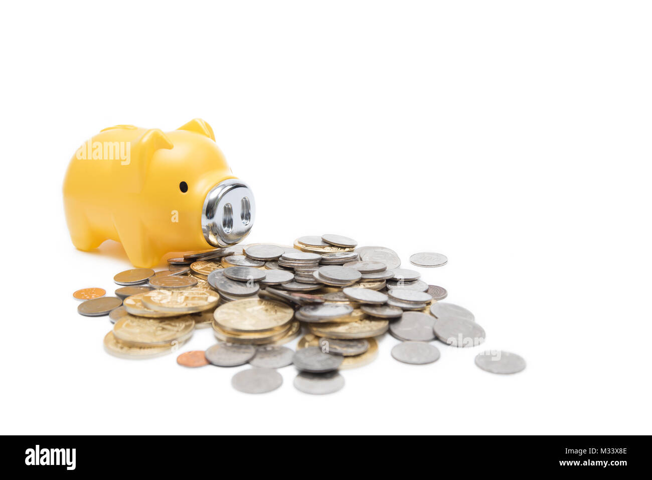 Coins and Piggy banks, Economic Concepts. Isolated Stock Photo - Alamy