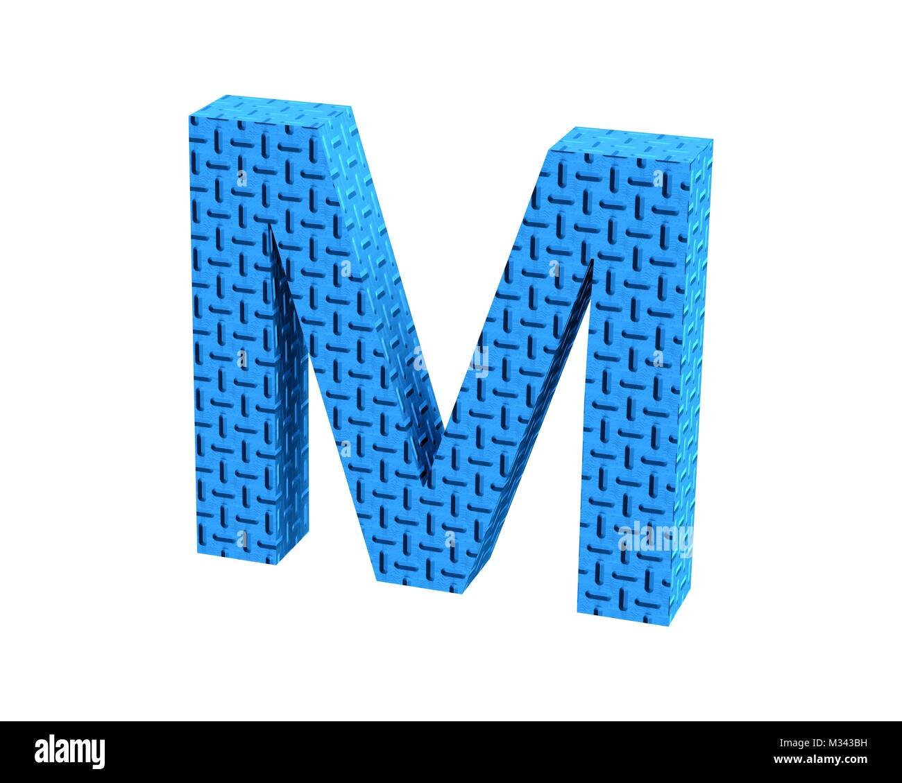 Font Plastic blue treadplate capital M Stock Photo - Alamy