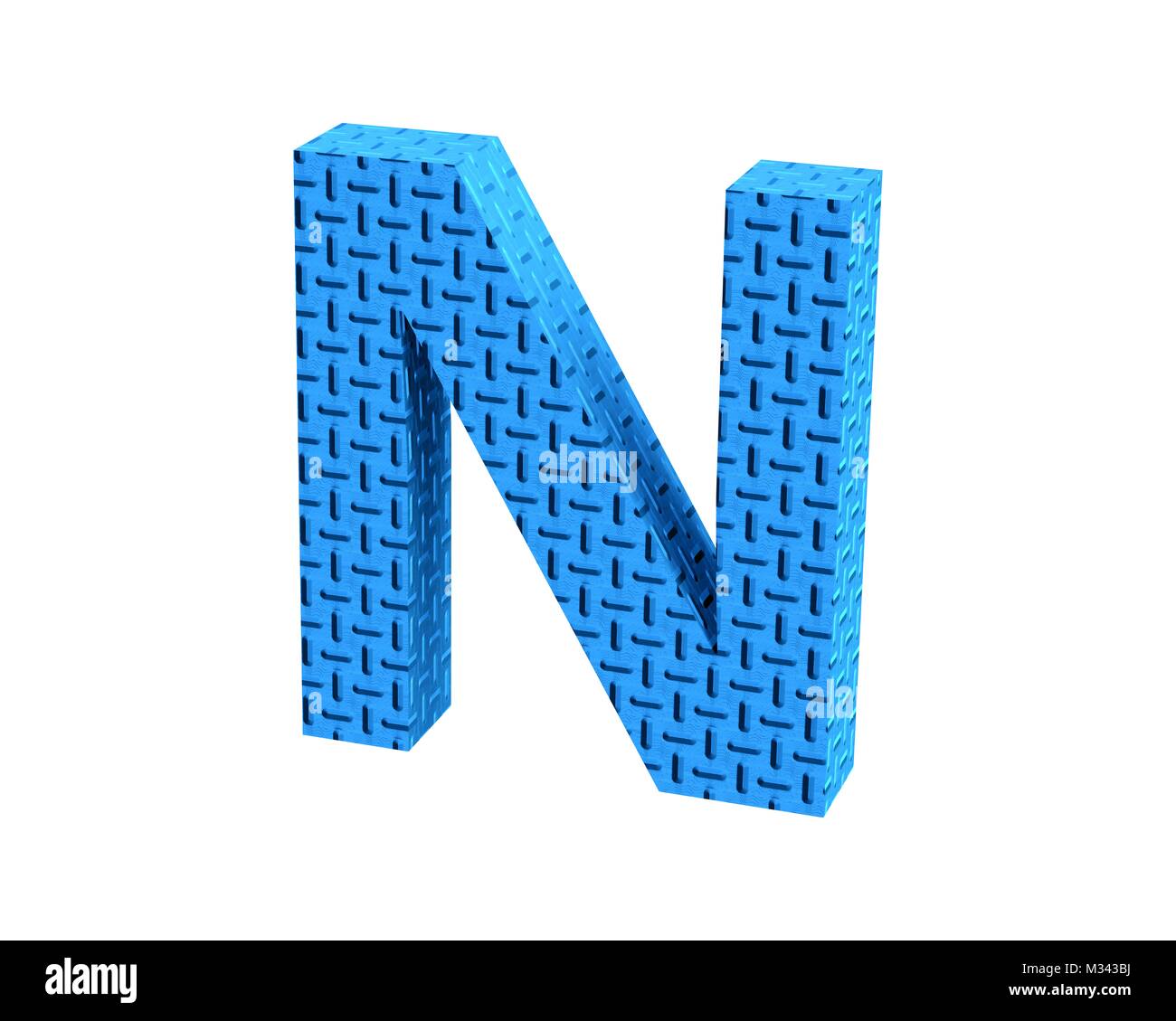 Font Plastic blue treadplate capital N Stock Photo - Alamy