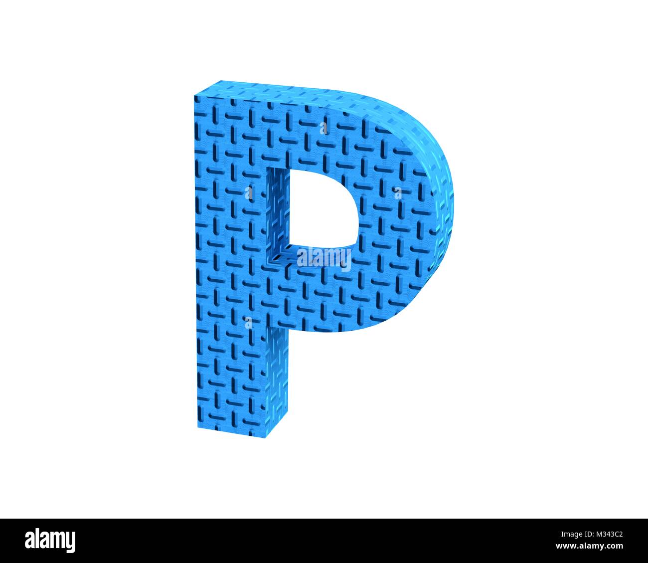Font Plastic blue treadplate capital P Stock Photo - Alamy