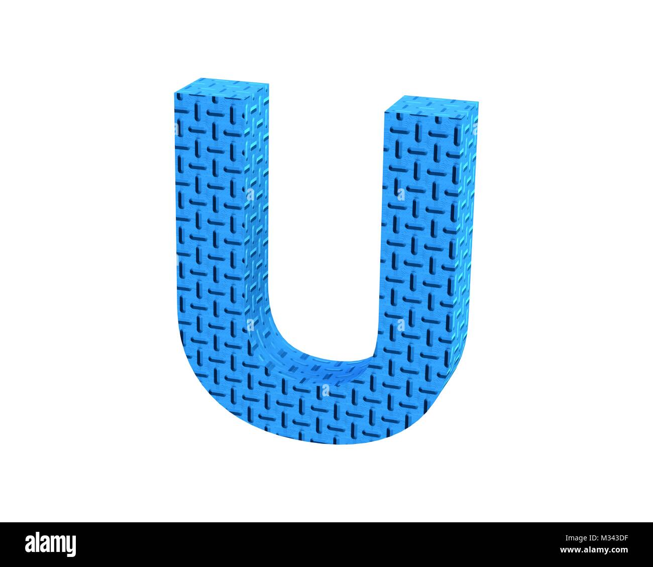 Font Plastic blue treadplate capital U Stock Photo - Alamy
