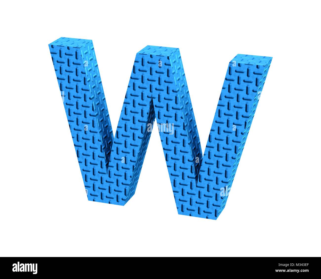 Font Plastic blue treadplate capital W Stock Photo - Alamy